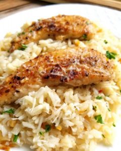 Chicken Scampi with Garlic Parmesan Rice - My Grandma's Pie