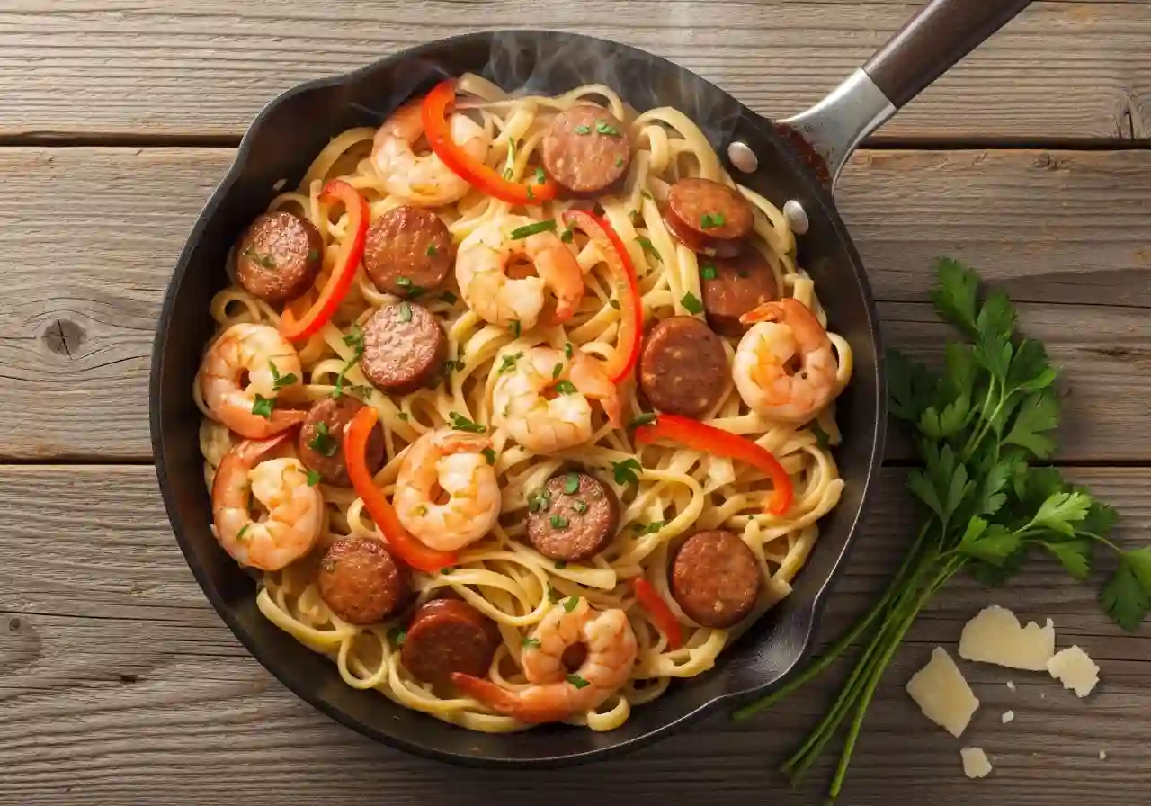 Cajun Shrimp and Sausage Pasta - My Grandma's Pie