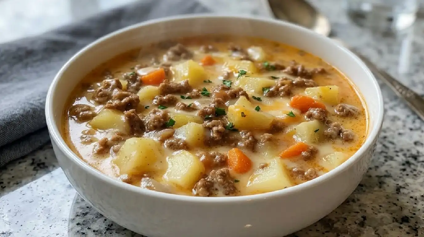 Creamy Potato & Hamburger Soup - My Grandma's Pie