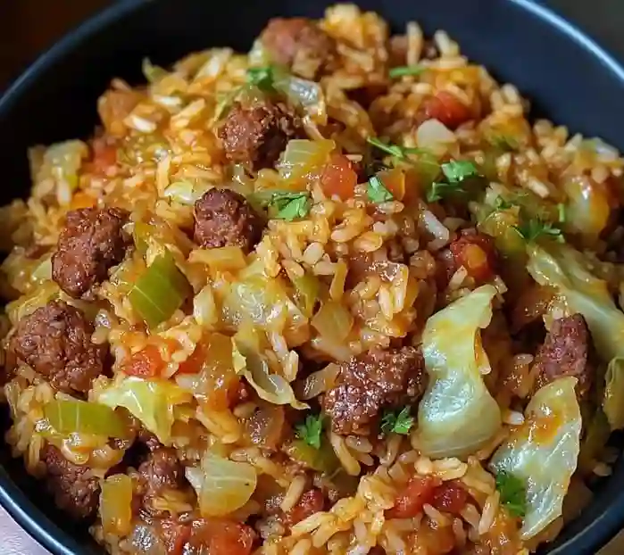 Cajun Cabbage Jambalaya - My Grandma's Pie