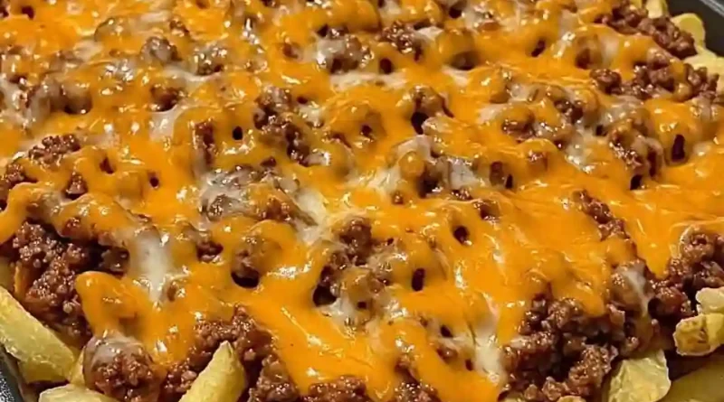 Cheesy Loaded Beef Fries - My Grandma's Pie