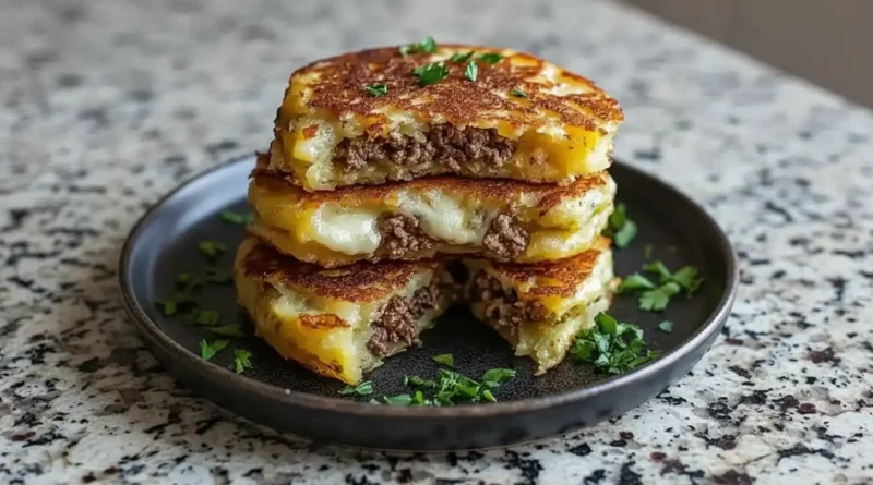 Potato Pancakes with Savory Beef and Cheese - My Grandma's Pie