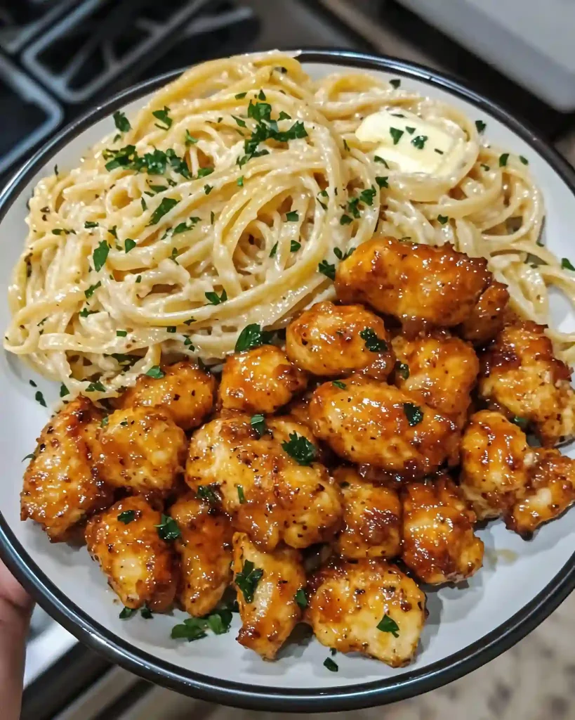 Honey Pepper Chicken with Creamy Garlic Butter Pasta - My Grandma's Pie