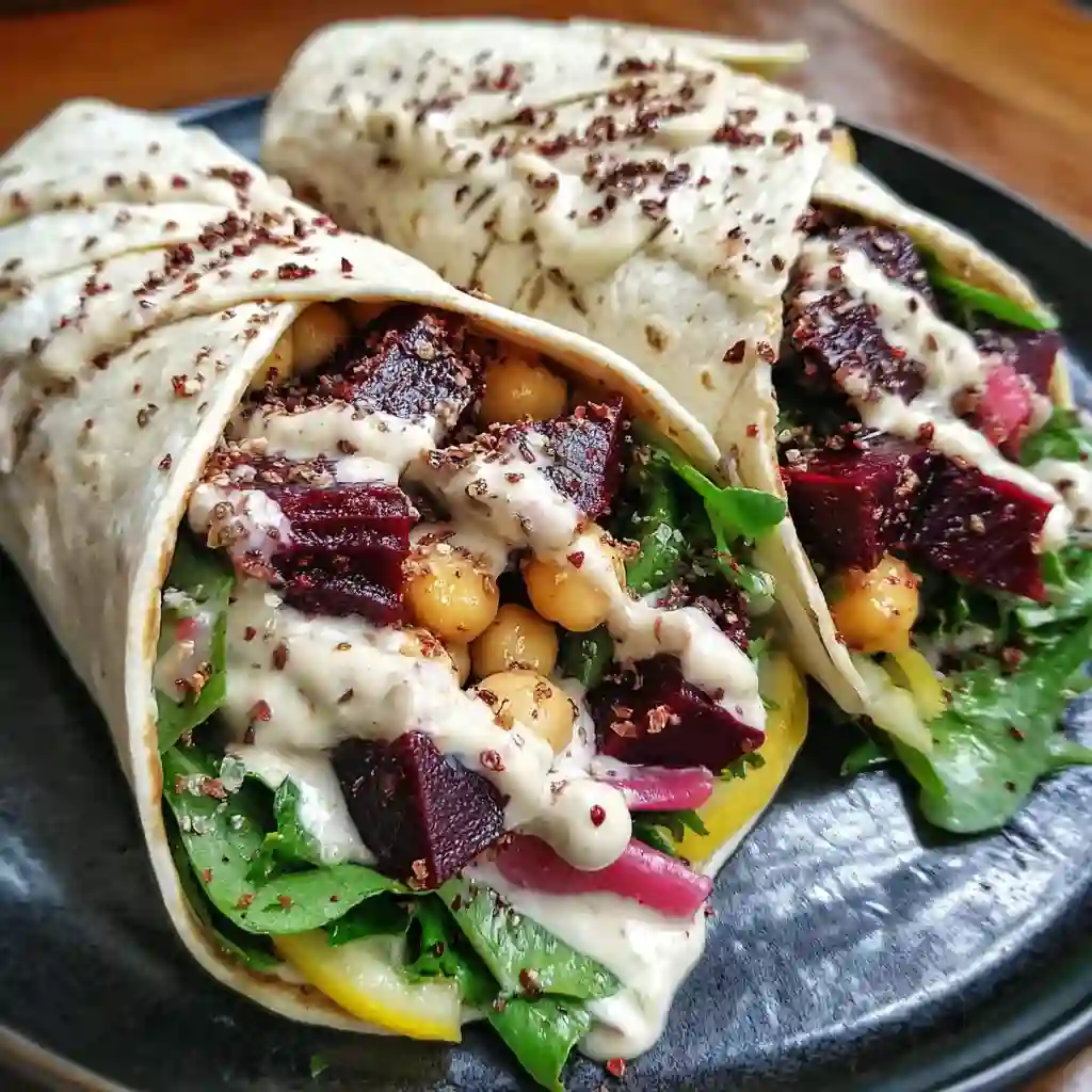 Roasted Beet & Chickpea Wraps - My Grandma's Pie
