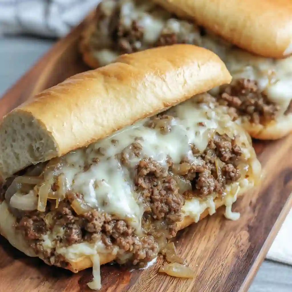 Slow Cooker Ground Beef French Dip - My Grandma's Pie