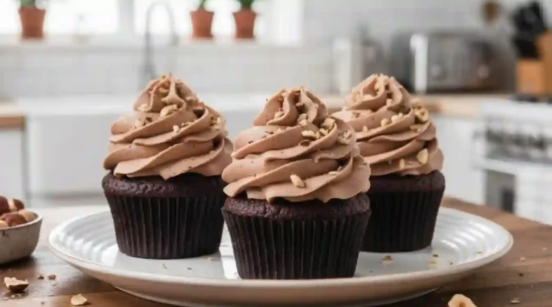 Chocolate Hazelnut Cupcakes with Nutella Buttercream - My Grandma's Pie