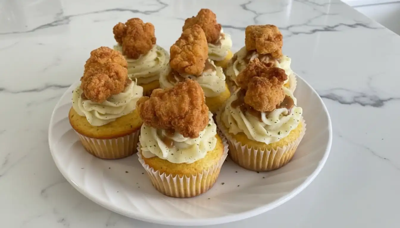 Cornbread Fried Chicken and Mashed Potato Cupcakes - My Grandma's Pie